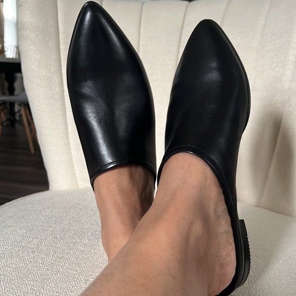 Ecco | Shoes | Ecco Black Leather Pointy Ballerina Mules 4 | Poshmark